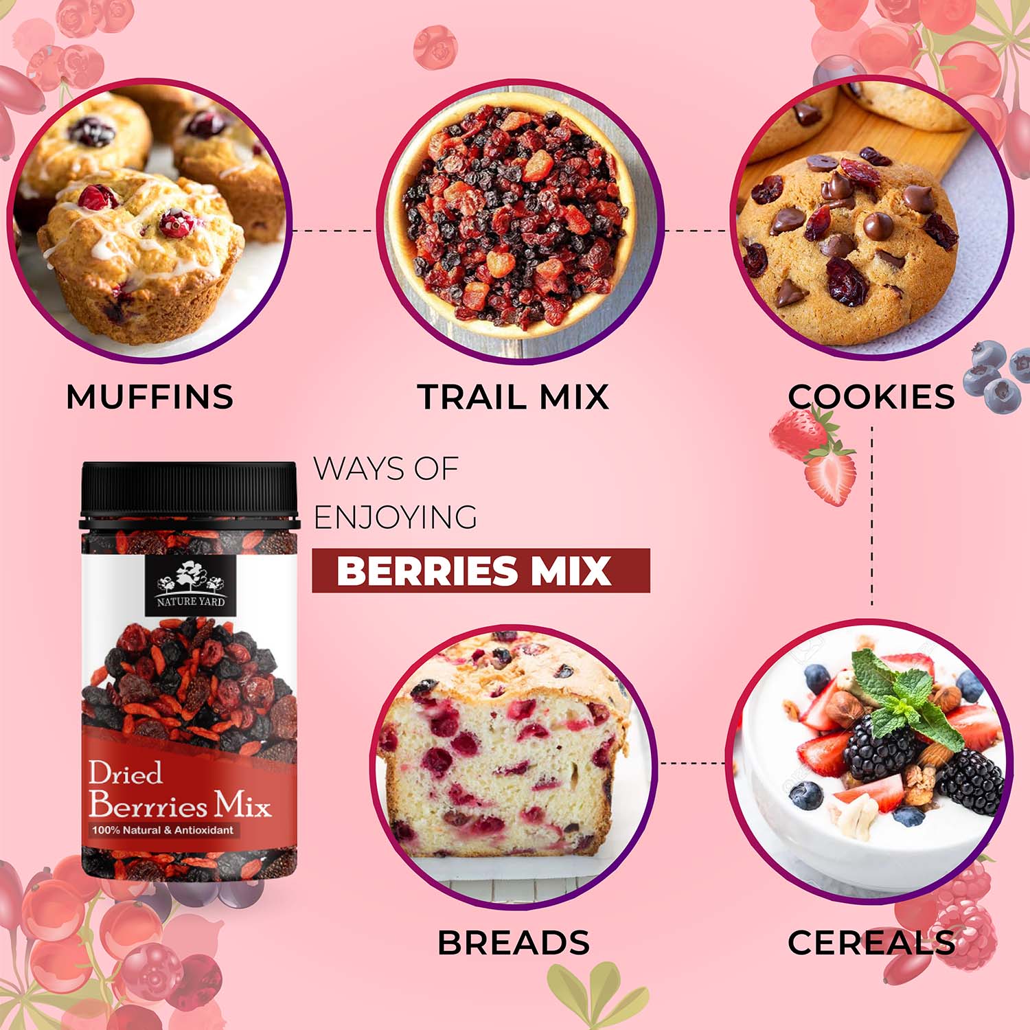 Berries mix - Mix of Dried Cranberry, Blueberry, Goji berry ...