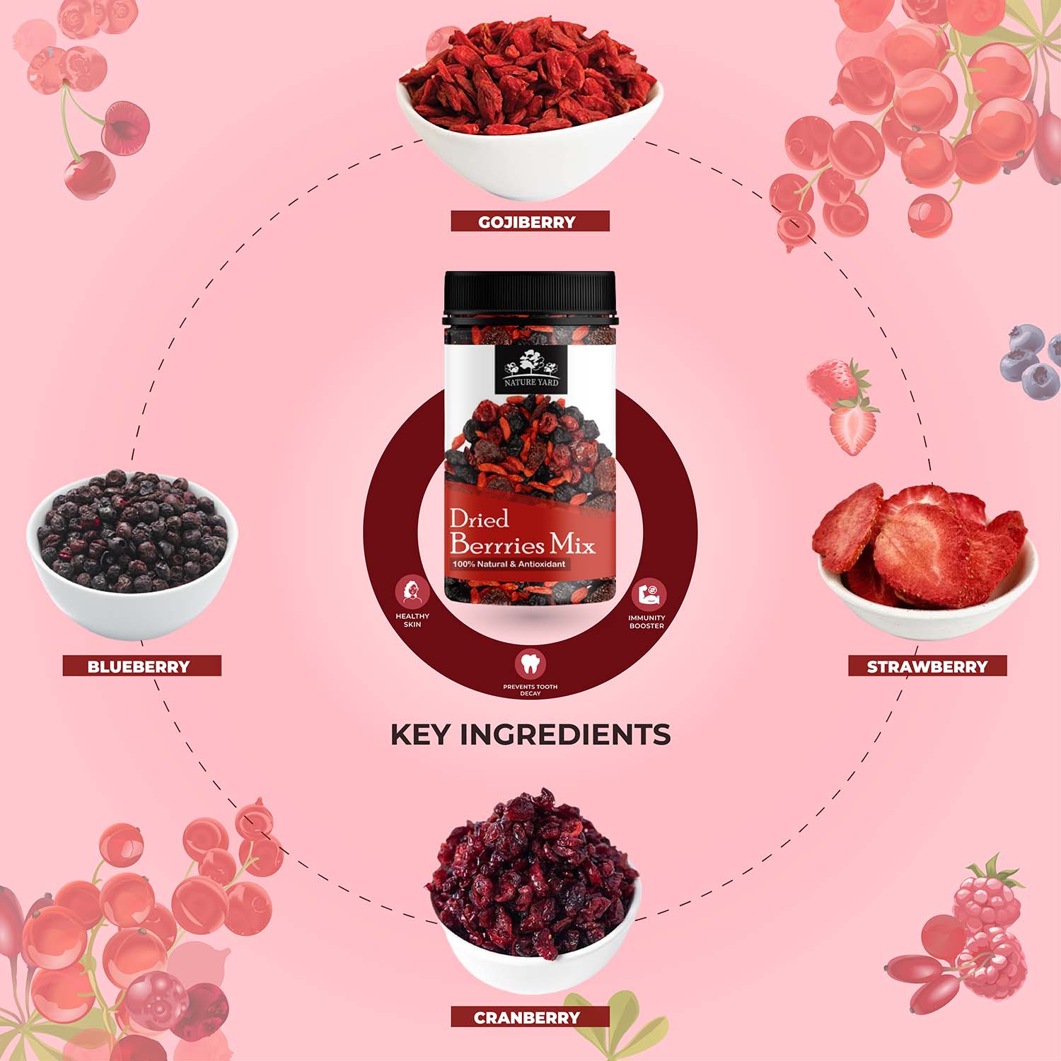 Berries mix - Mix of Dried Cranberry, Blueberry, Goji berry ...