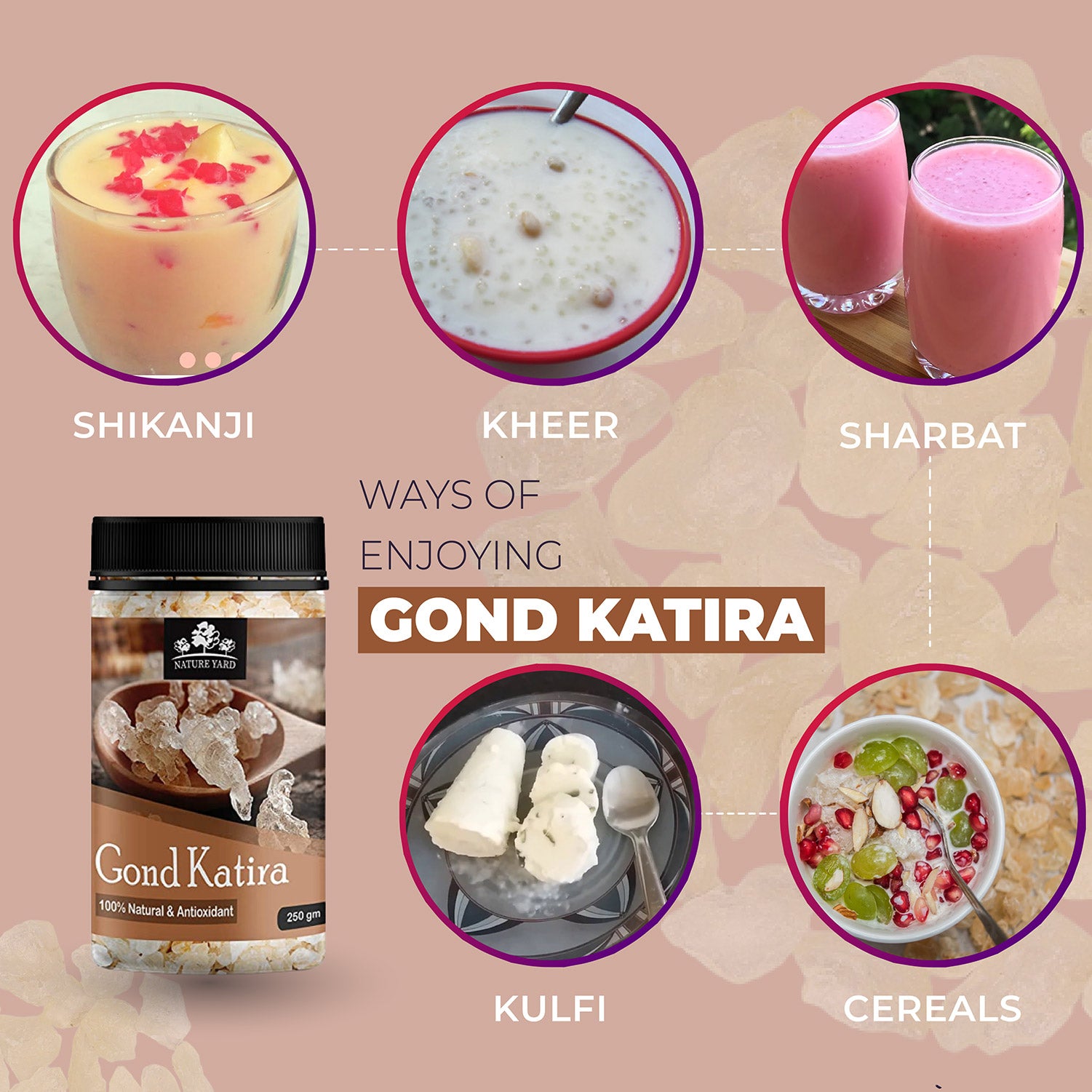 NATURE YARD Gond Katira Pure Organic (Edible Gum) tragacanth Crystals