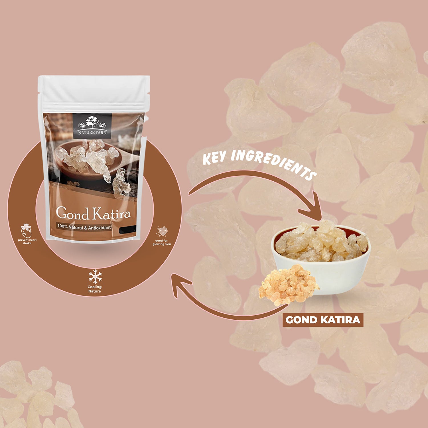 NATURE YARD Gond Katira Pure Organic (Edible Gum) tragacanth Crystals